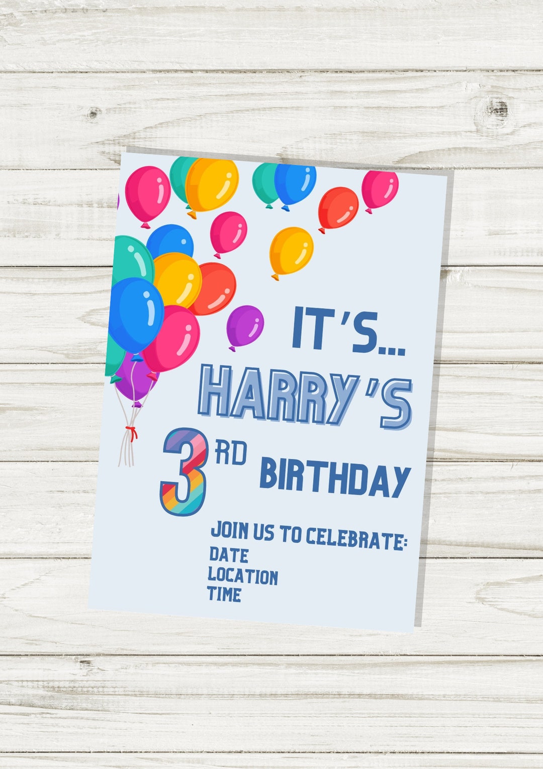 Child Balloon Party Invitation Template - Etsy