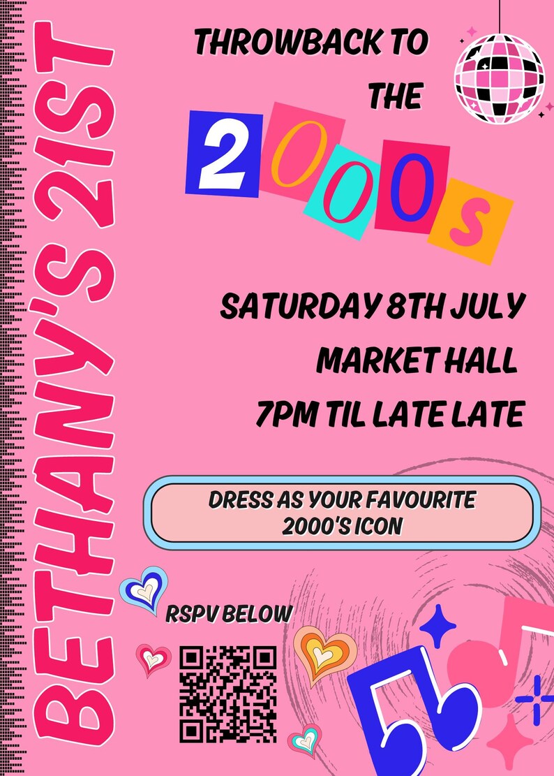 2000's Music Birthday Party Invitation Template - Etsy