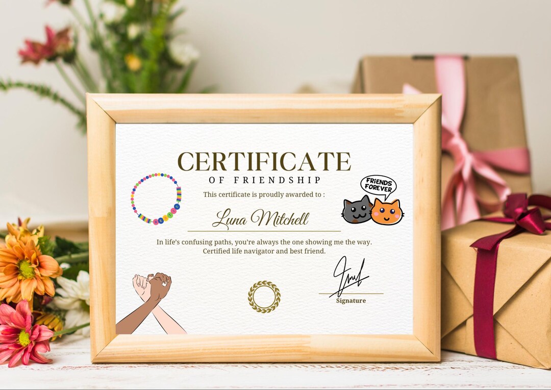 BFF Award Certificate – Digital Printable Gift for Your Best Friend - Etsy