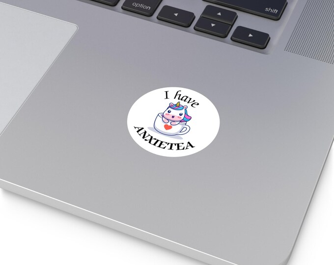 Anxietea Unicorn Sticker Round Vinyl Laptop Sticker Waterproof Water ...