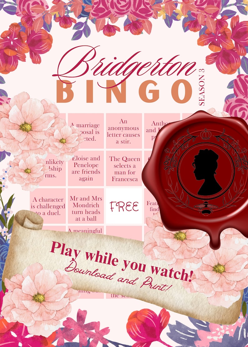 Bridgerton Bingo Game | Season 3 | TV Show Game | Games for Girls Night ...