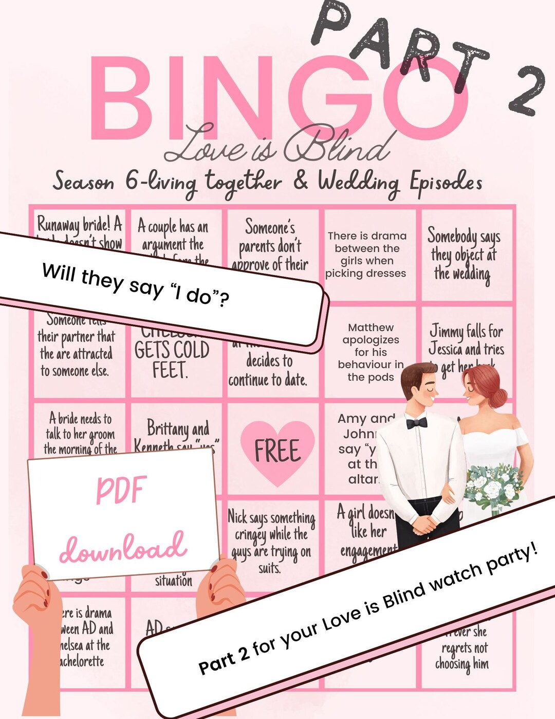 Love is Blind Bingo Game | Downloadable PDF | Digital Game - Etsy