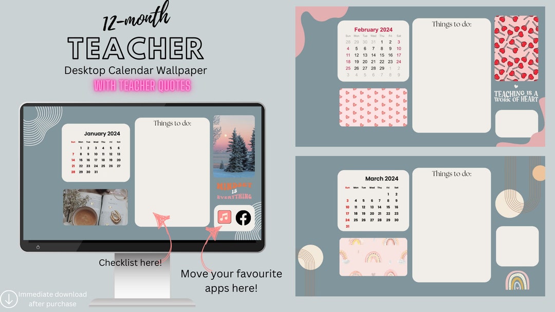 12-month Teacher Wallpaper for Desktop - Etsy