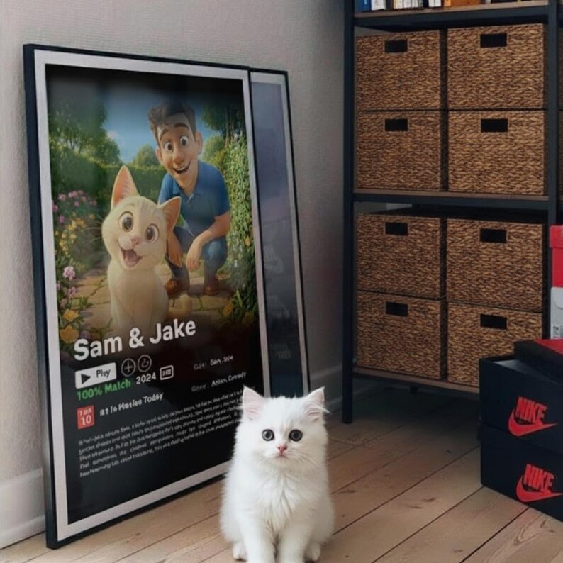 Personalised Netflix Animation Pet Family Movie Poster, Personalized ...