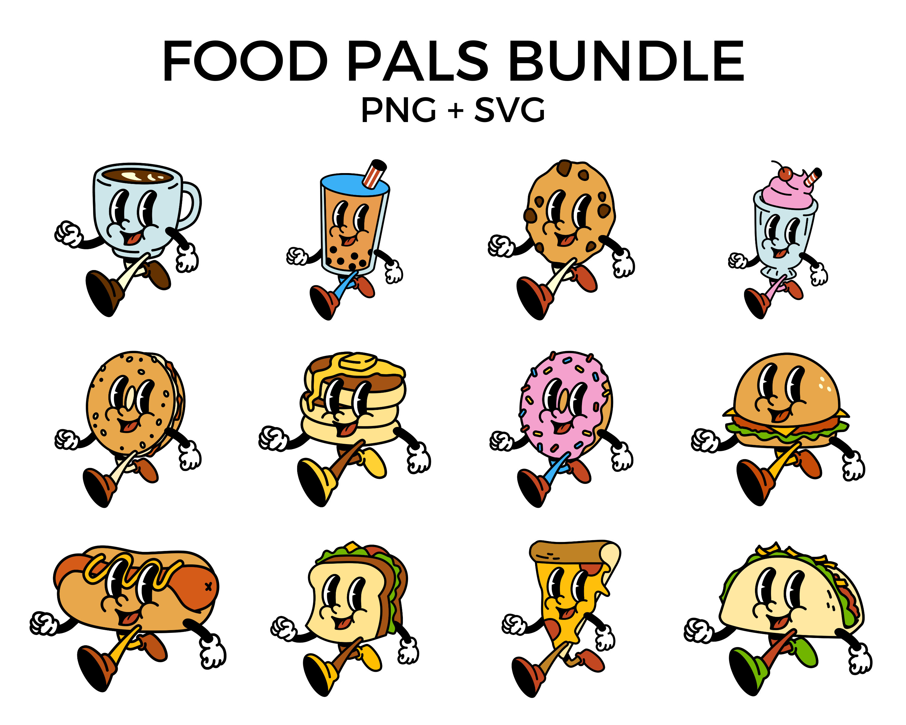Food Pals SVG Bundle, Food Bundle, Food Cricut, Breakfast, Lunch ...