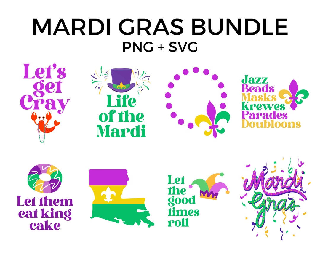Mardi Gras SVG Bundle, Mardi Gras Clipart, Carnival SVG, Mardi Gras PNG ...