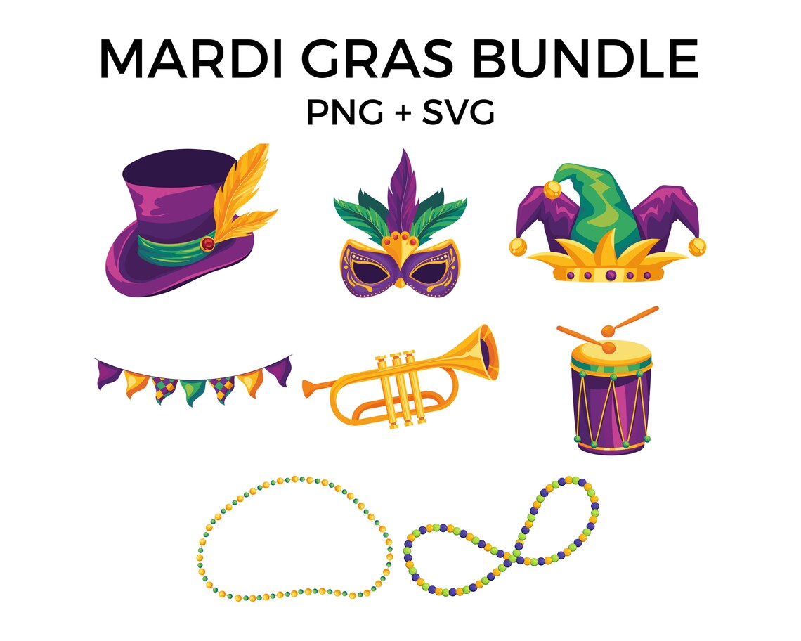Mardi Gras SVG Bundle, Mardi Gras Clipart, Carnival SVG, Mardi Gras PNG ...