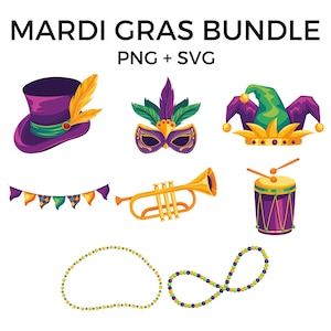 Mardi Gras SVG Bundle, Mardi Gras Clipart, Carnival SVG, Mardi Gras PNG ...