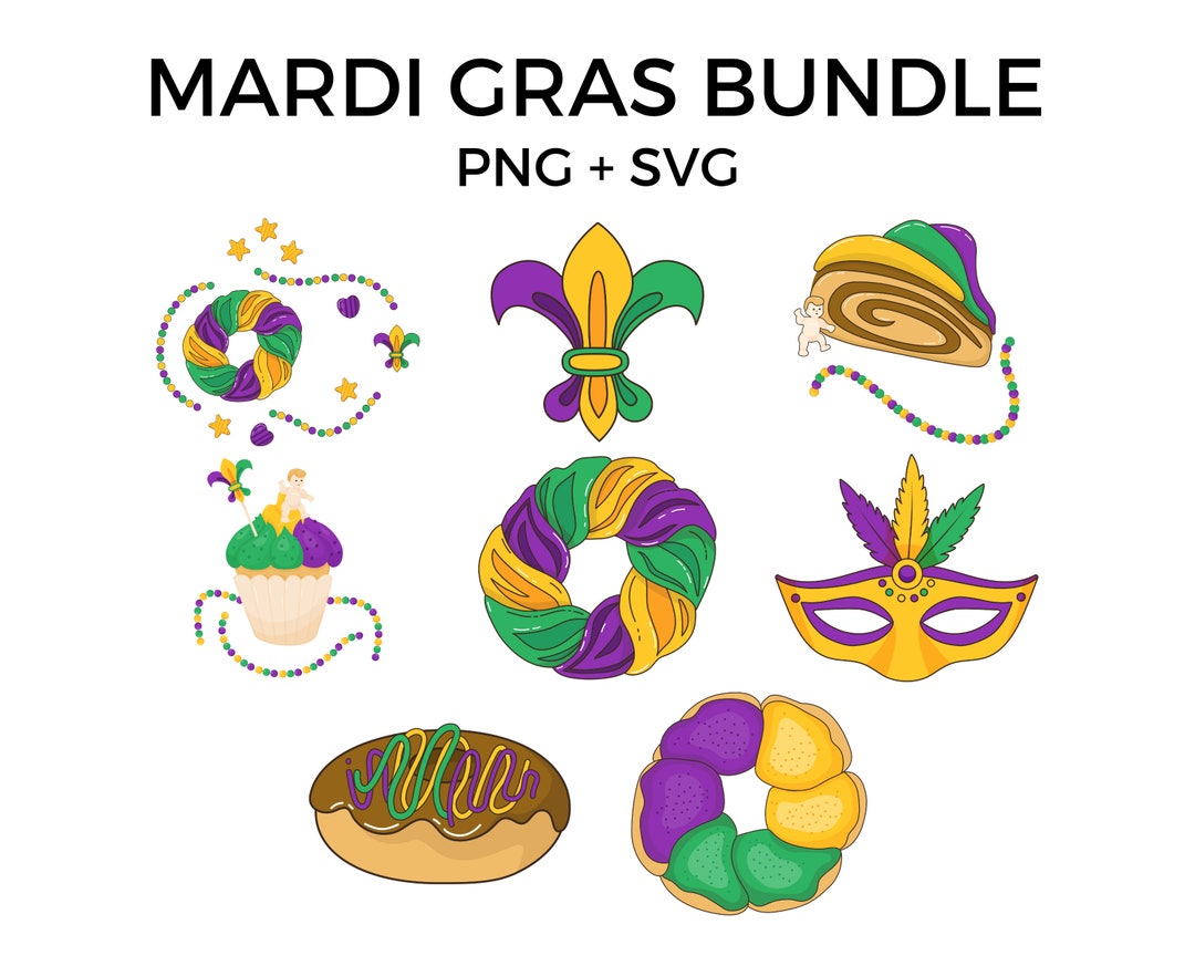 Mardi Gras SVG Bundle, Mardi Gras Clipart, Carnival SVG, Mardi Gras PNG ...