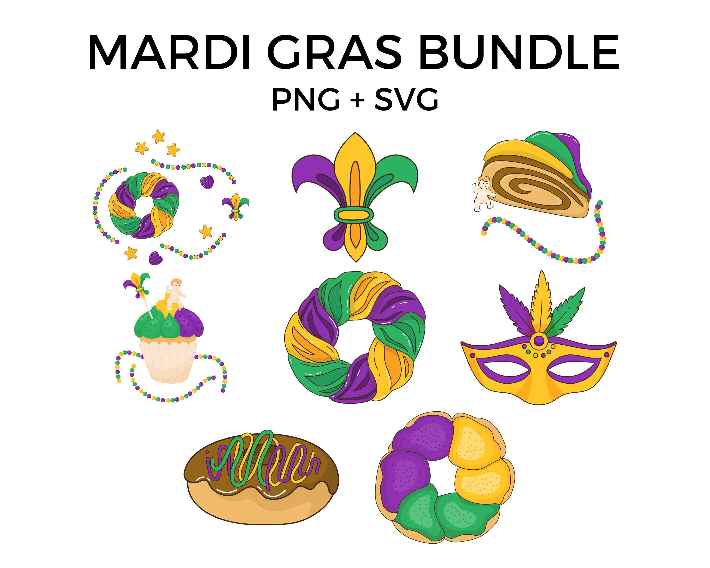 Mardi Gras SVG Bundle, Mardi Gras Clipart, Carnival SVG, Mardi Gras PNG ...