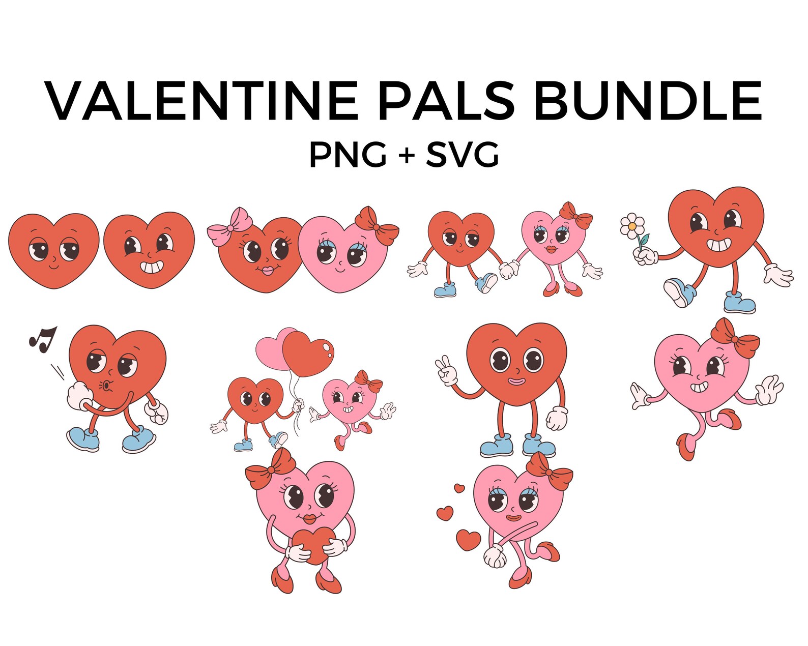 Valentine Pals Bundle, Valentine's Day SVG, Heart SVG, Valentine's Day ...