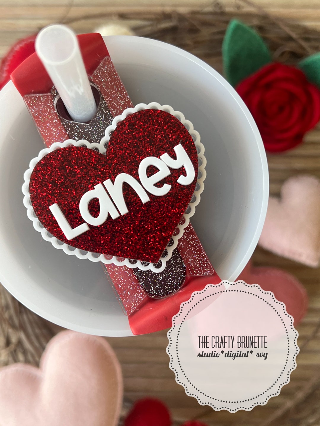 Valentines Day Scalloped Heart Stanley Topper SVG Digital File | Custom ...