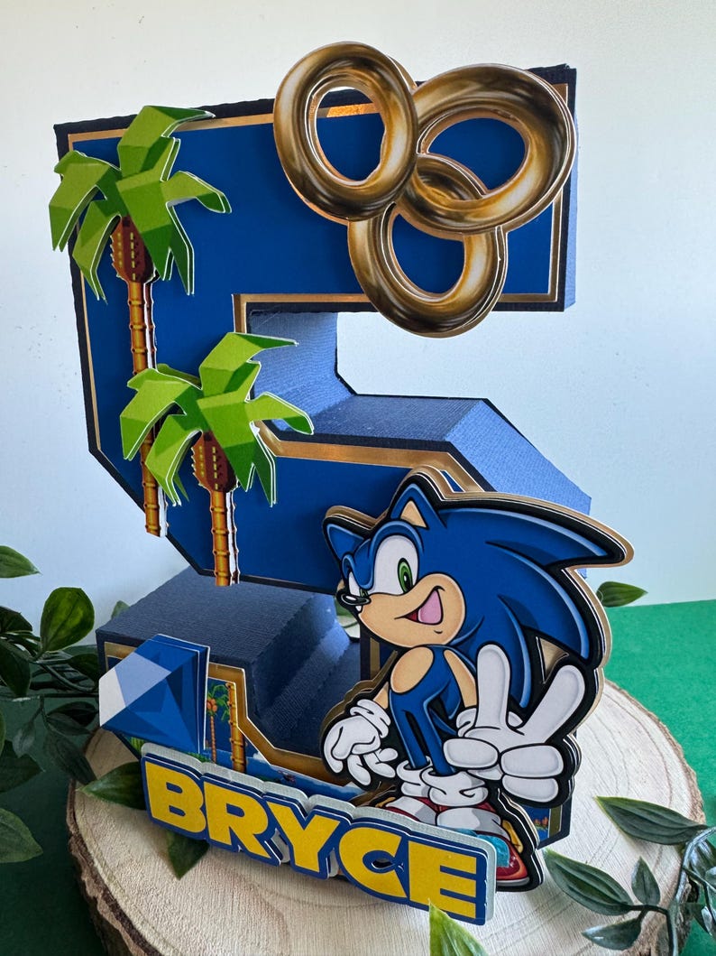 Hedgehog Sonic Birthday 3D Number - Sonic Centerpiece Decor - Sonic ...