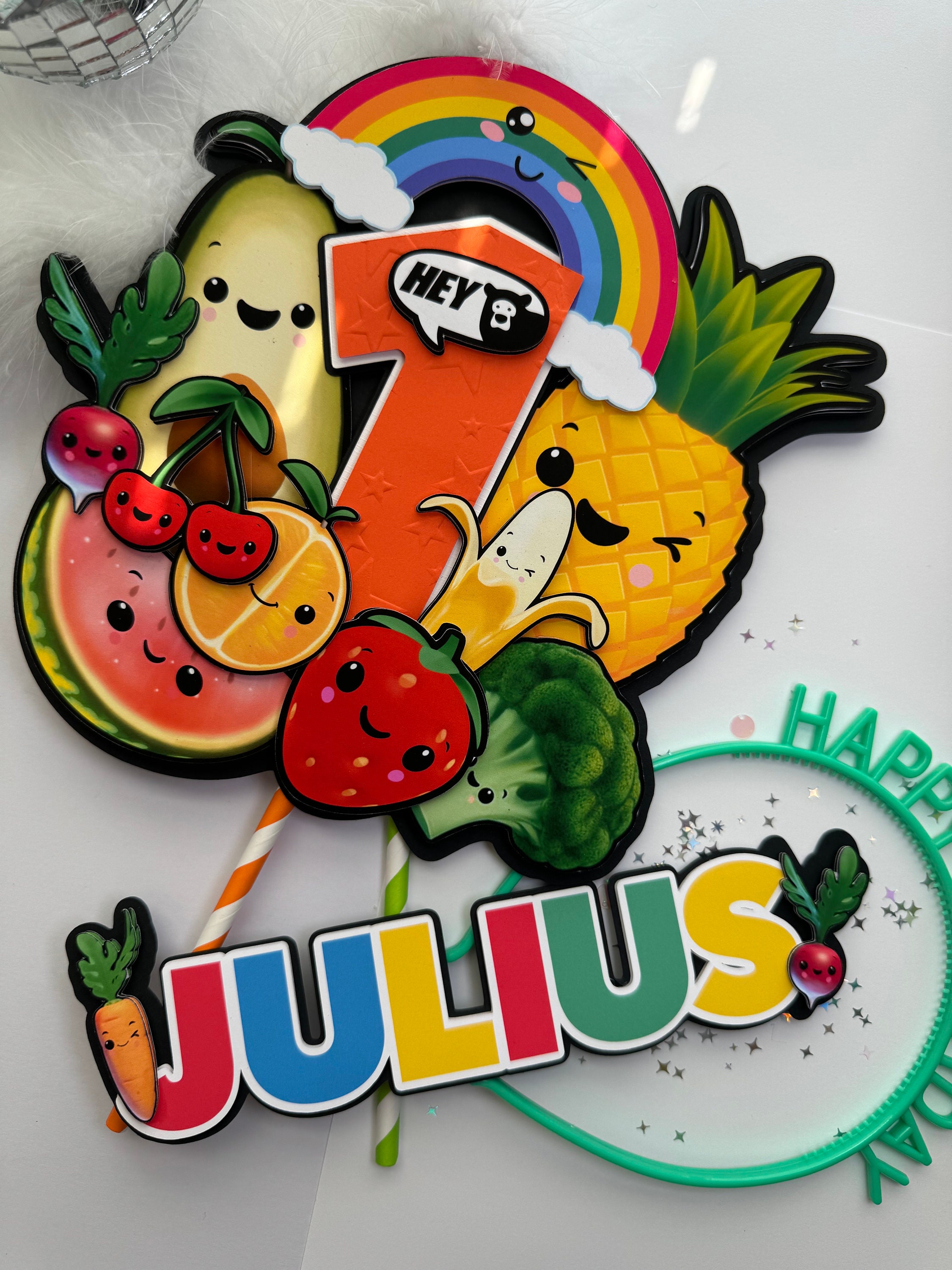 Hey Bear Sensory Cake Topper Hey Bear Sensory Party Fruits Caketopper ...