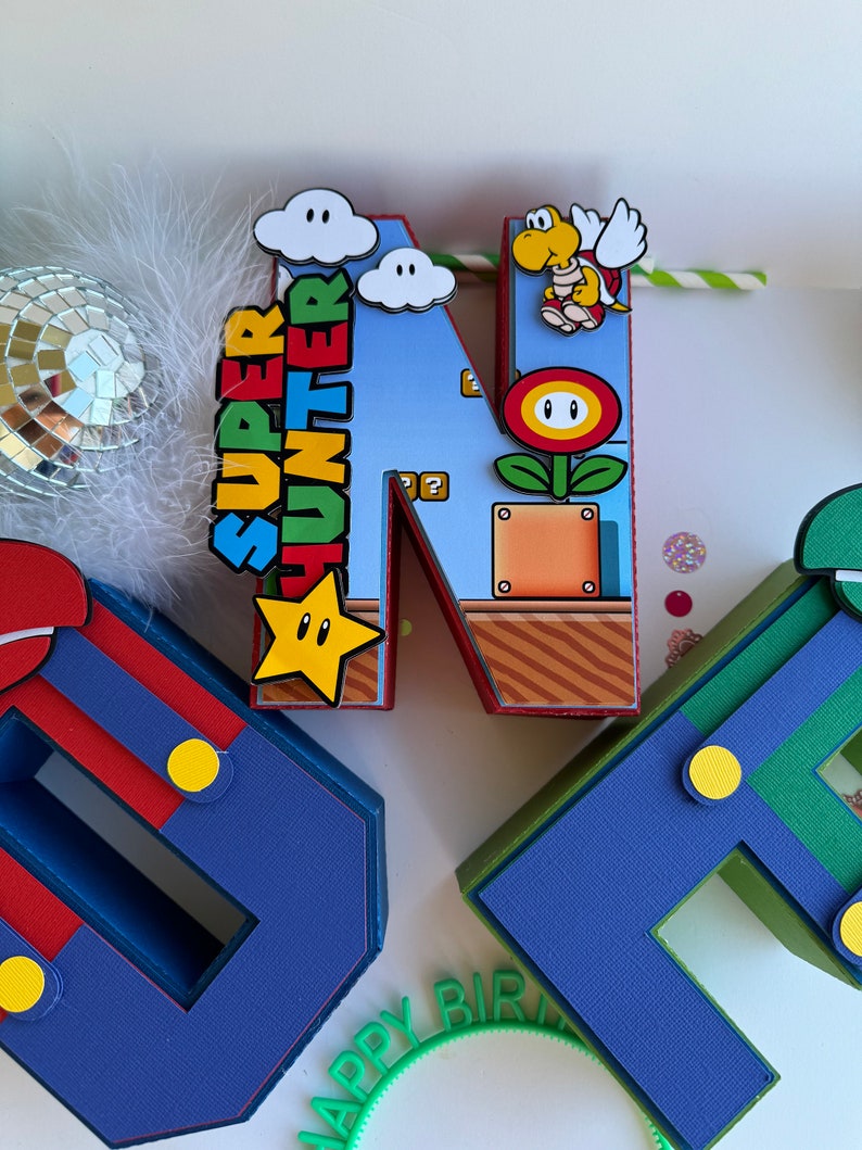 Mario 3D Letters Mario Party Decor Super Mario Baby Shower Super Mario ...