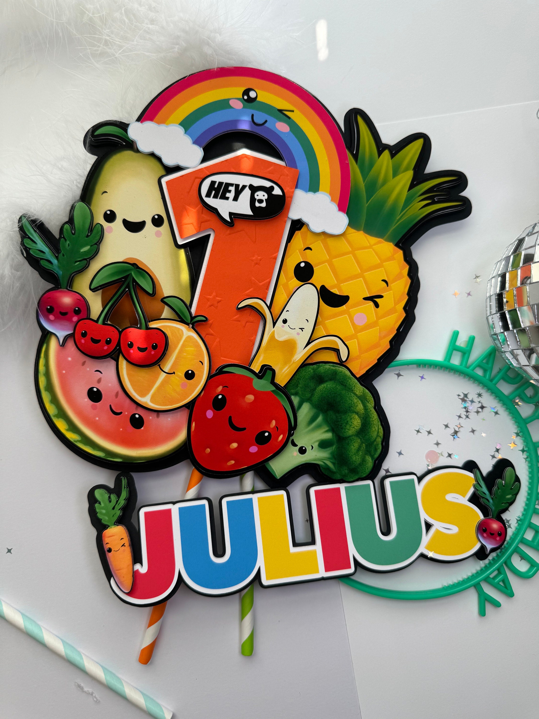 Hey Bear Sensory Cake Topper Hey Bear Sensory Party Fruits Caketopper ...