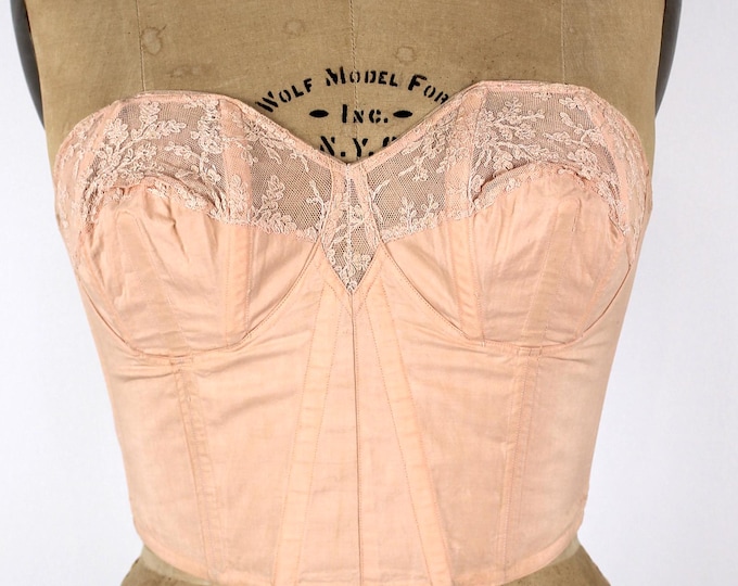 Late 1940's - Early 1950s Vintage "rober" Pink Bustier Bra, Strapless ...