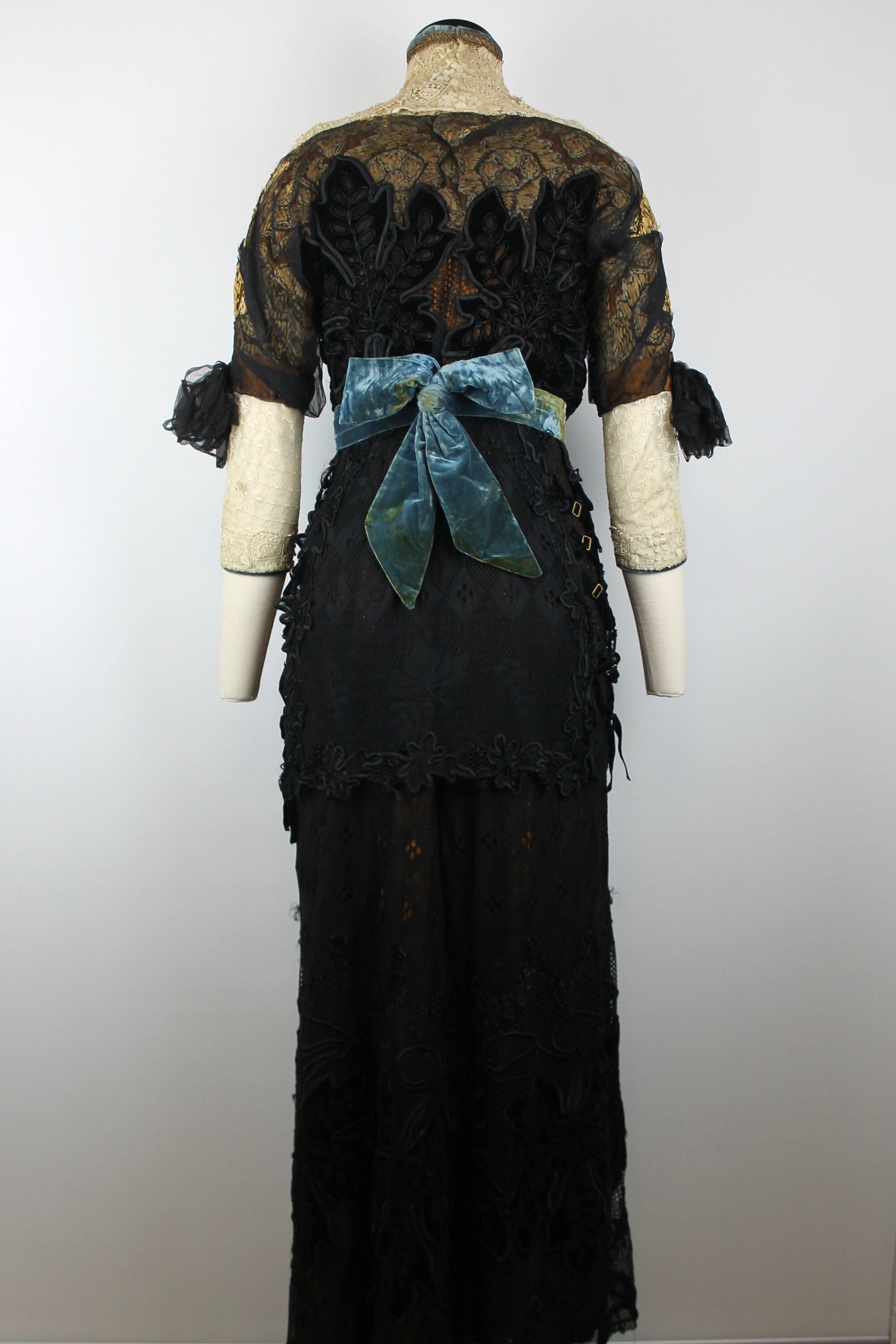 1910s Black Lace Antique Gown by M-mes Vernier-mistral, Maple Leaf ...