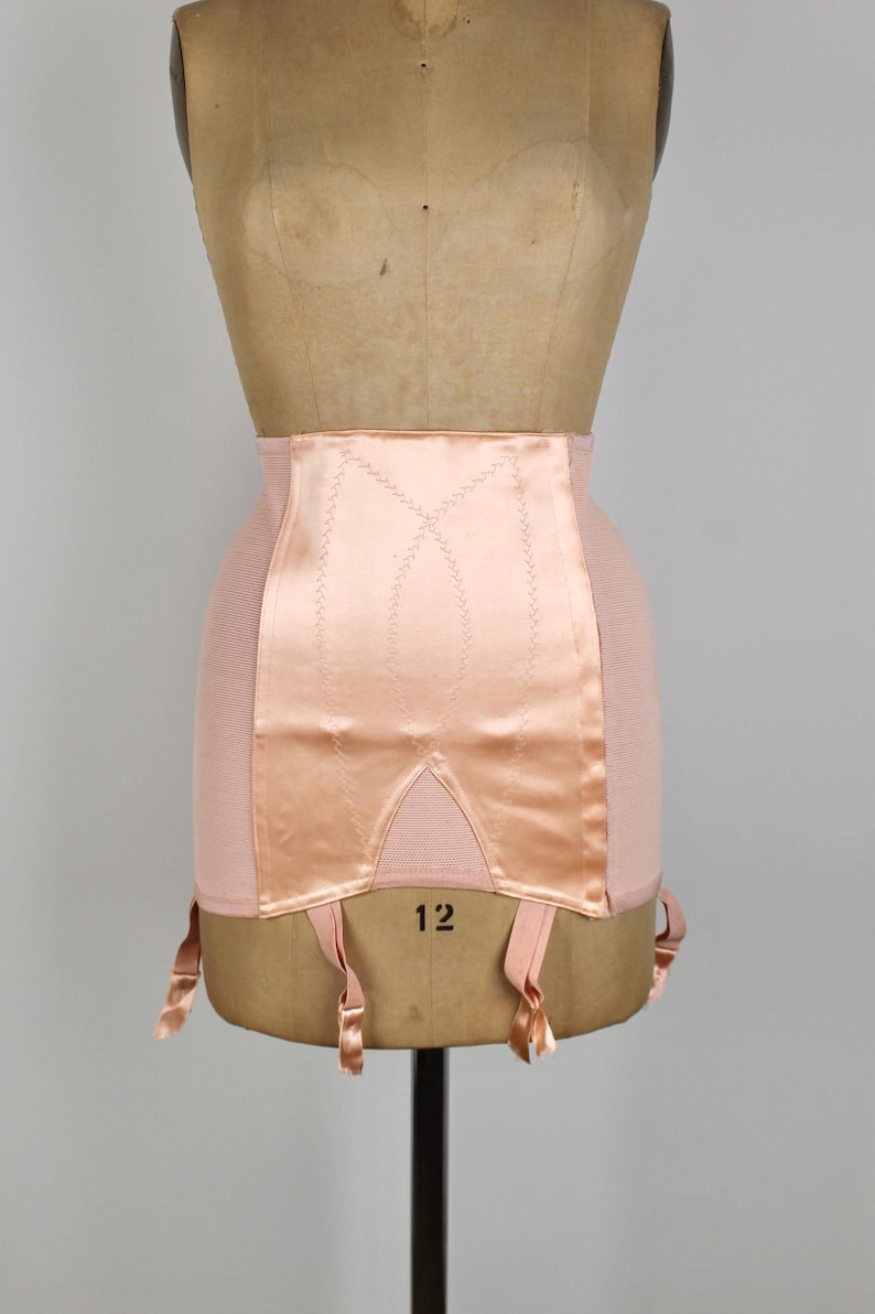 1960-70s Vintage Pink Satin Girdle, Vintage Garter Belt, Suspender Belt ...