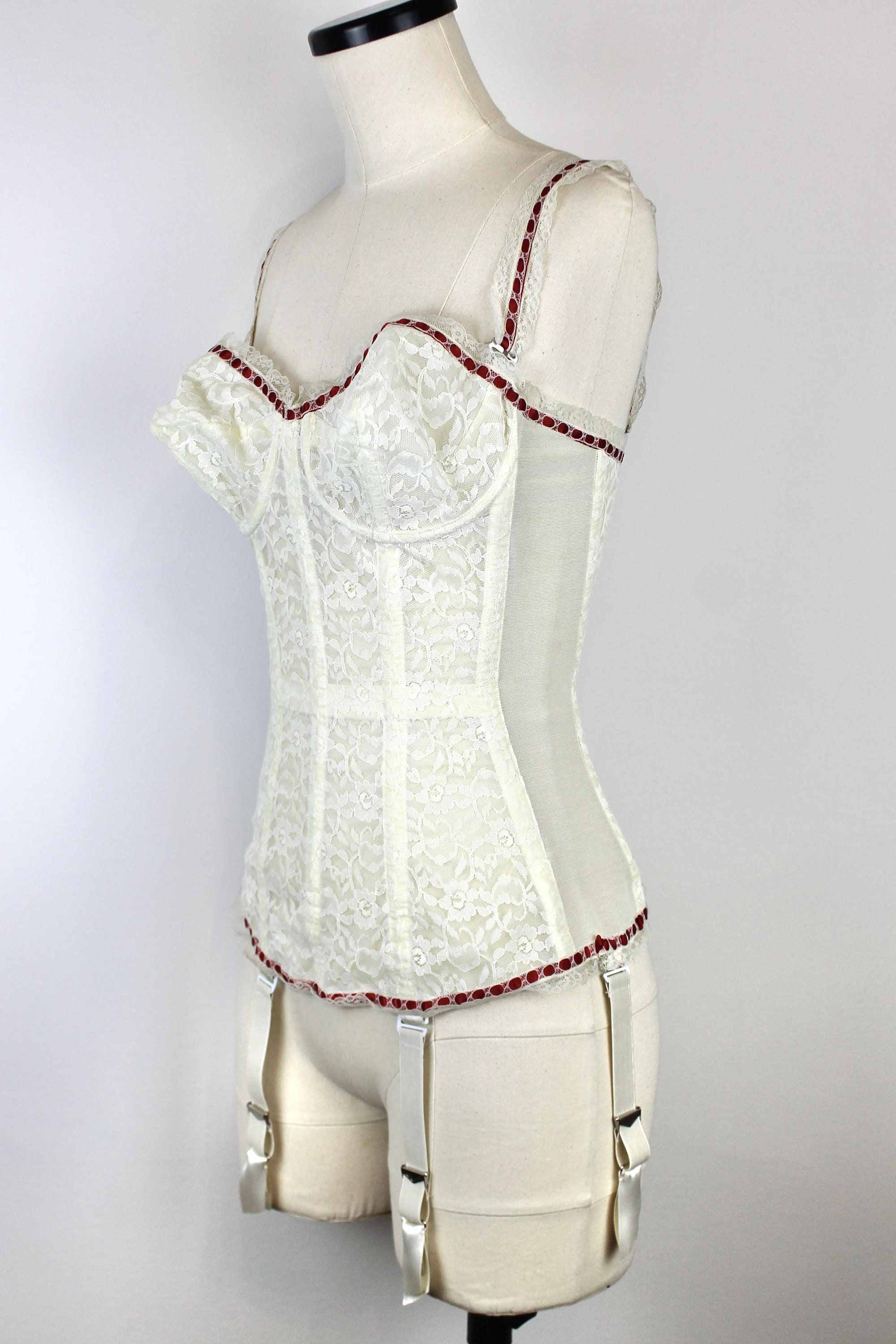 1950s Vintage Italian Corset "desiré", Red/white Vintage Bustier Body ...