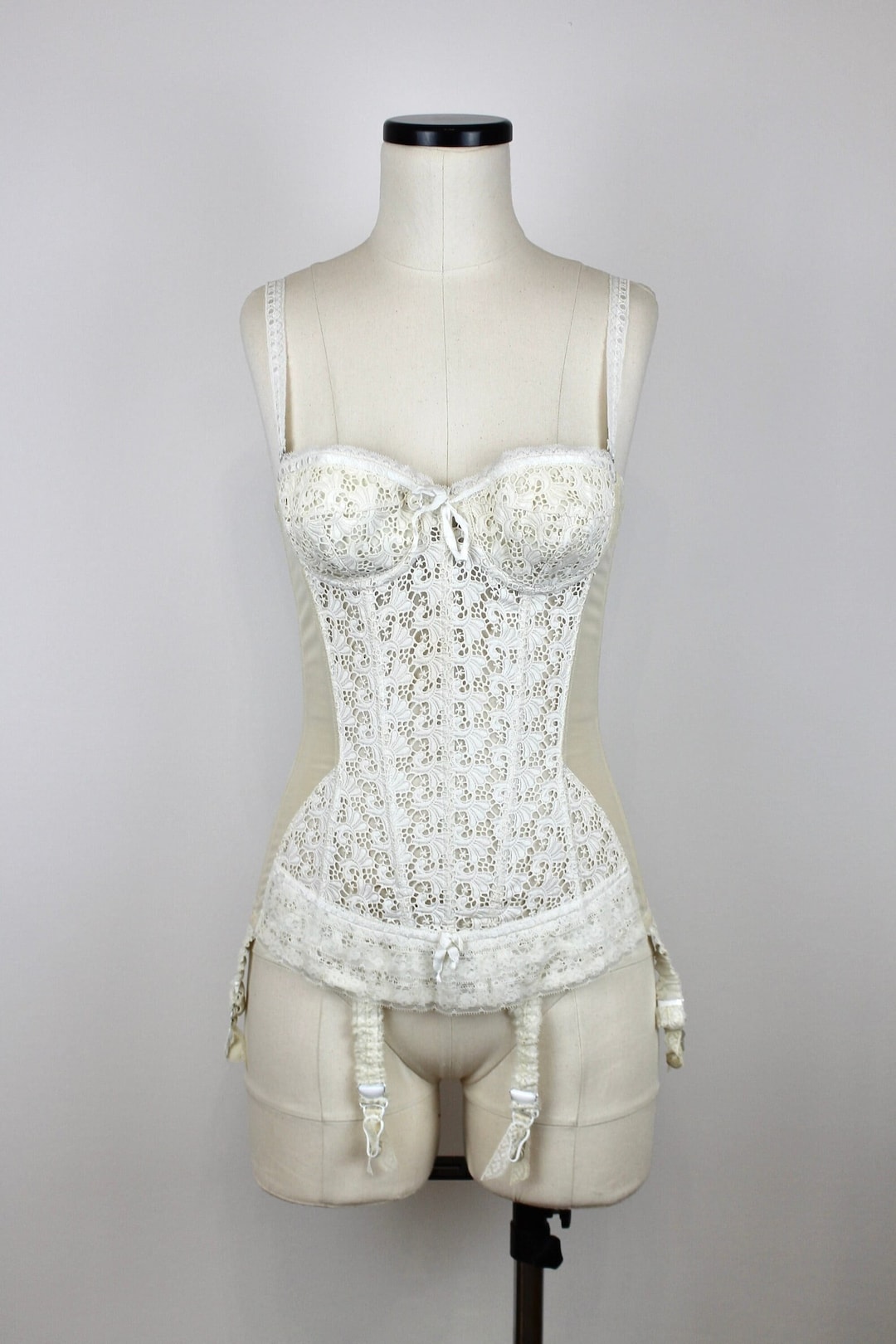 1950s Vintage Italian Bustier "olimpia", White Vintage Corselette, 50s ...