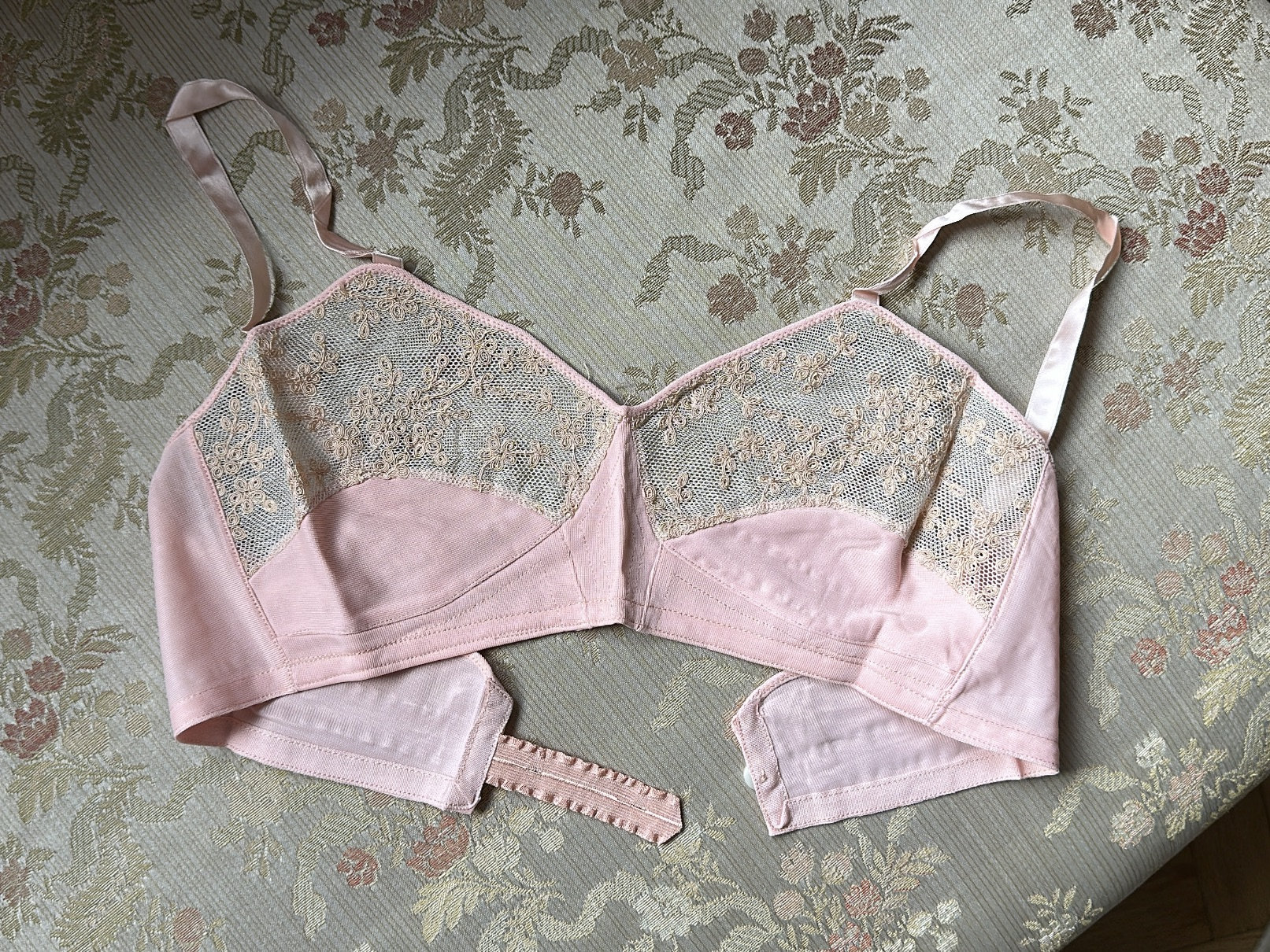 1930s Vintage Pink, Blue or White Rayon Tricot Bra, 1930s Pink Lace ...