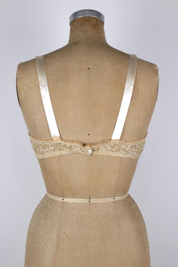 Antique Lace Brassiere with silk satin Ribbon Straps,… - Gem