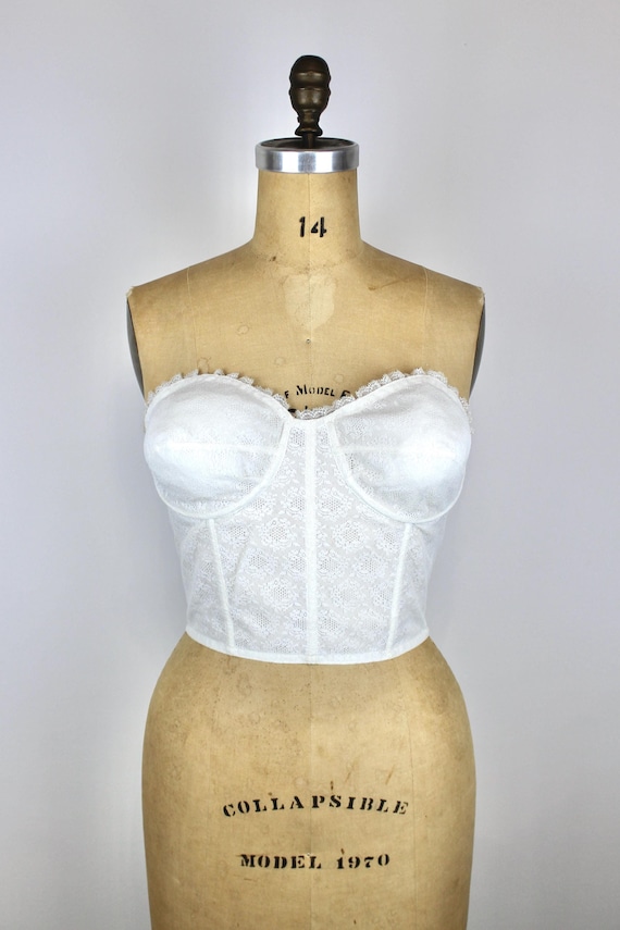 1950's "Marianne" Strapless White Bustier Bra, Vintag… - Gem