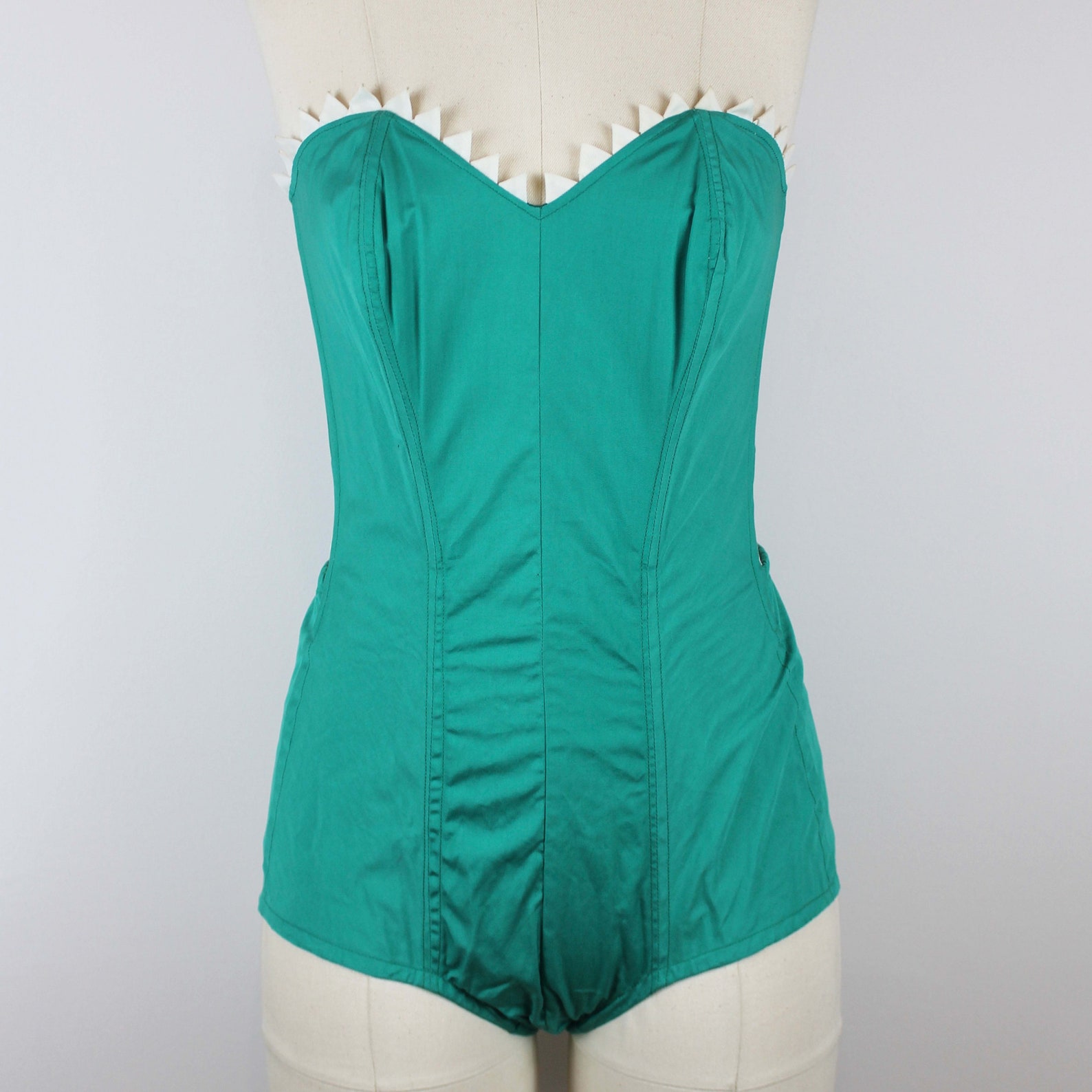 1950s Vintage Green Cotton Swimsuit "port Cross", French Vintage Swim ...
