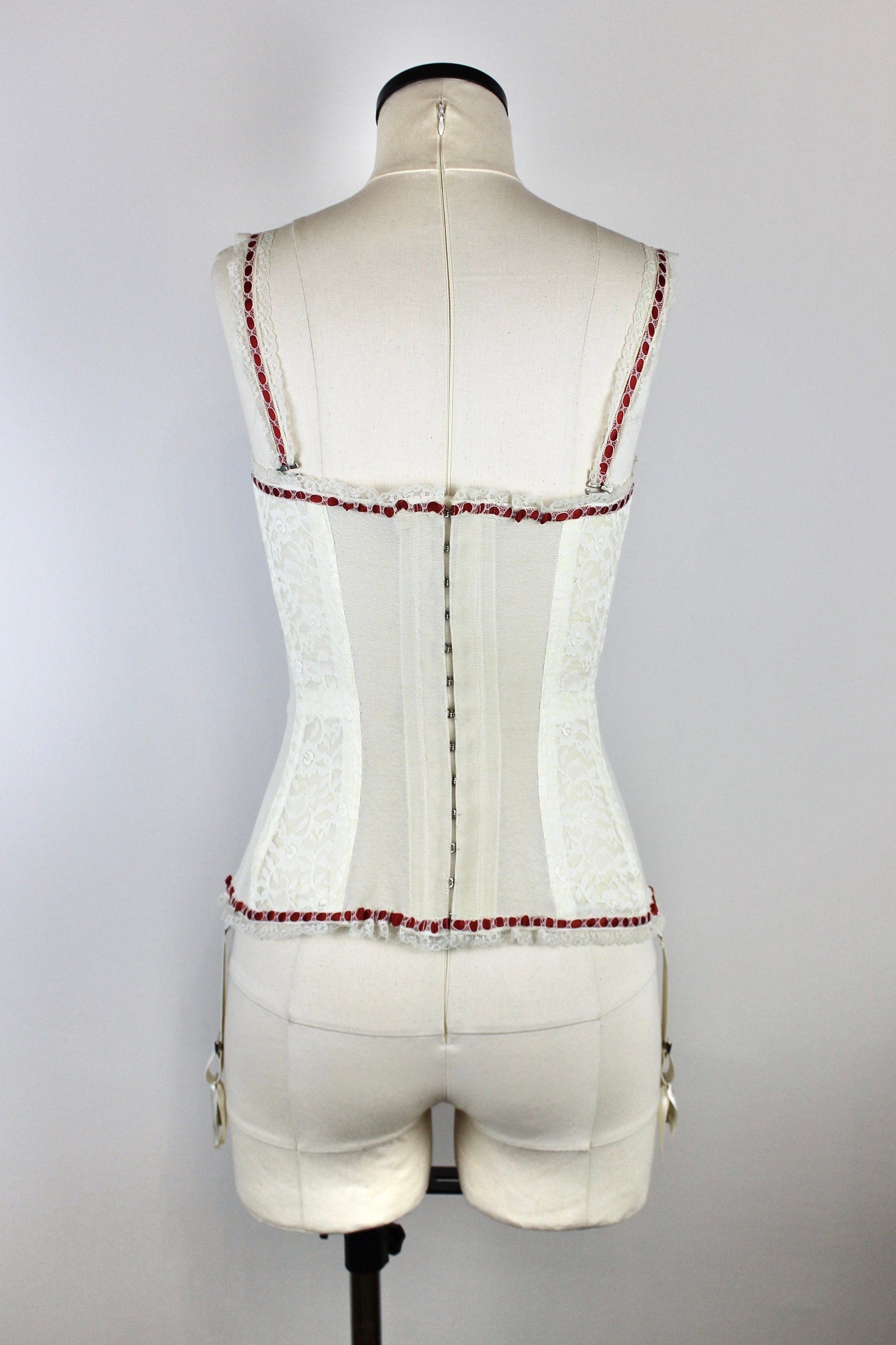 1950s Vintage Italian Corset "desiré", Red/white Vintage Bustier Body ...