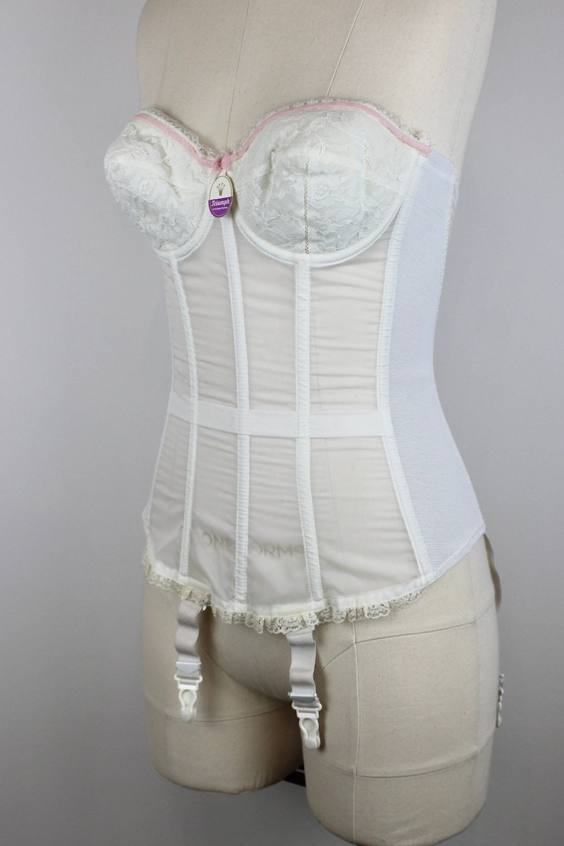 1960s Vintage Deadstock Bustier Corset Triumph White Retro Brassiere