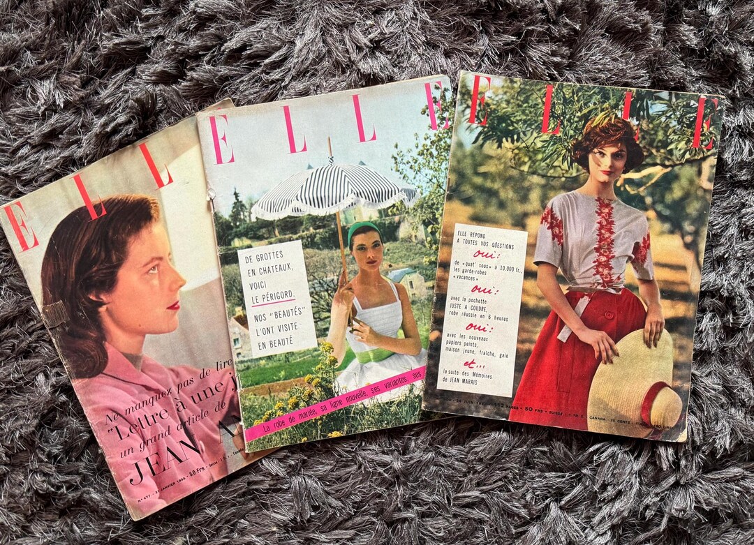 Lot of 3, 1955-1957 Elle Vintage Magazine, 1950s Vintage Fashion ...