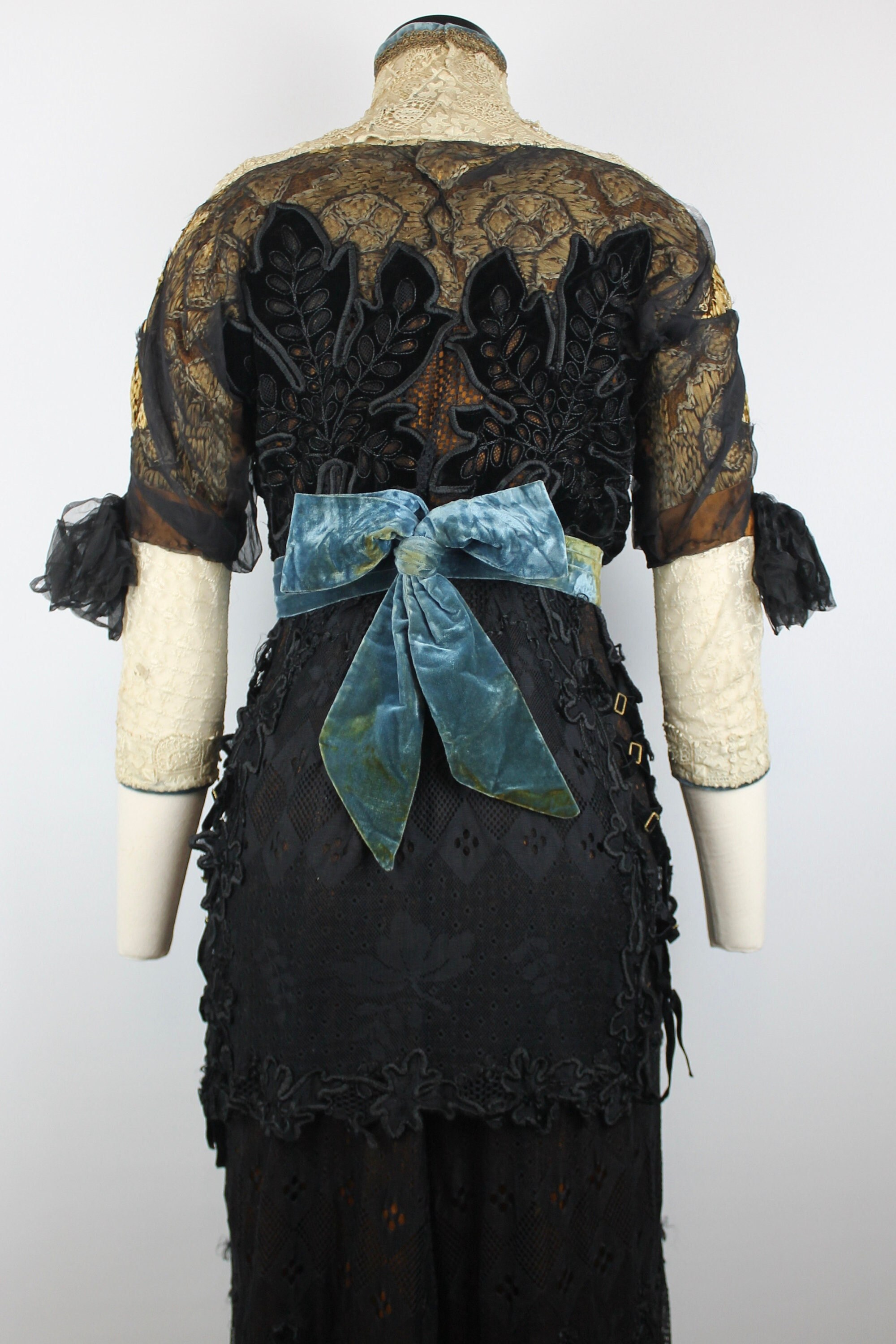 1910s Black Lace Antique Gown by M-mes Vernier-mistral, Maple Leaf ...
