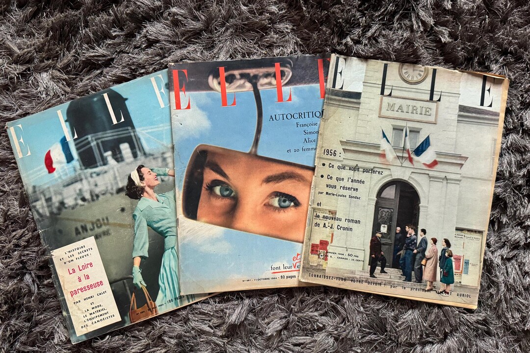 Lot of 3, 1954-1955-1956 Elle Vintage Magazine, 1950s Vintage Fashion ...