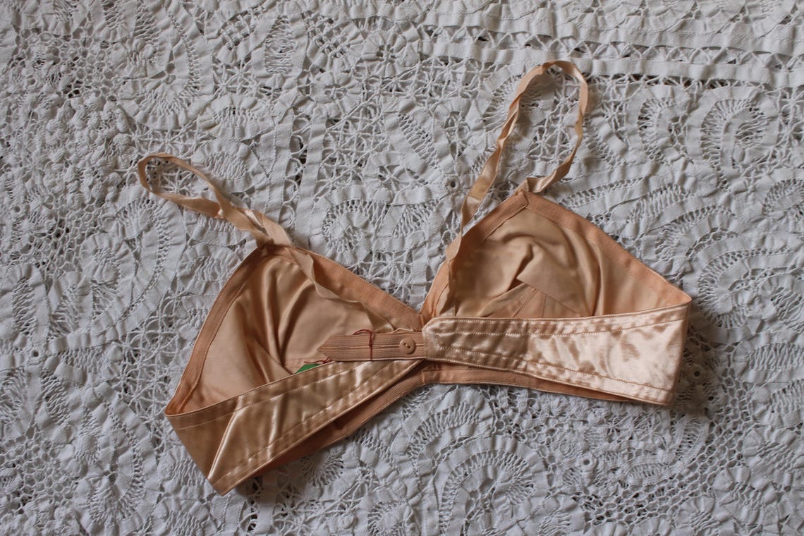 1950s Vintage Pink Satin Bra, 1950s Nude Sheer Brassiere, Bustier, Pin ...