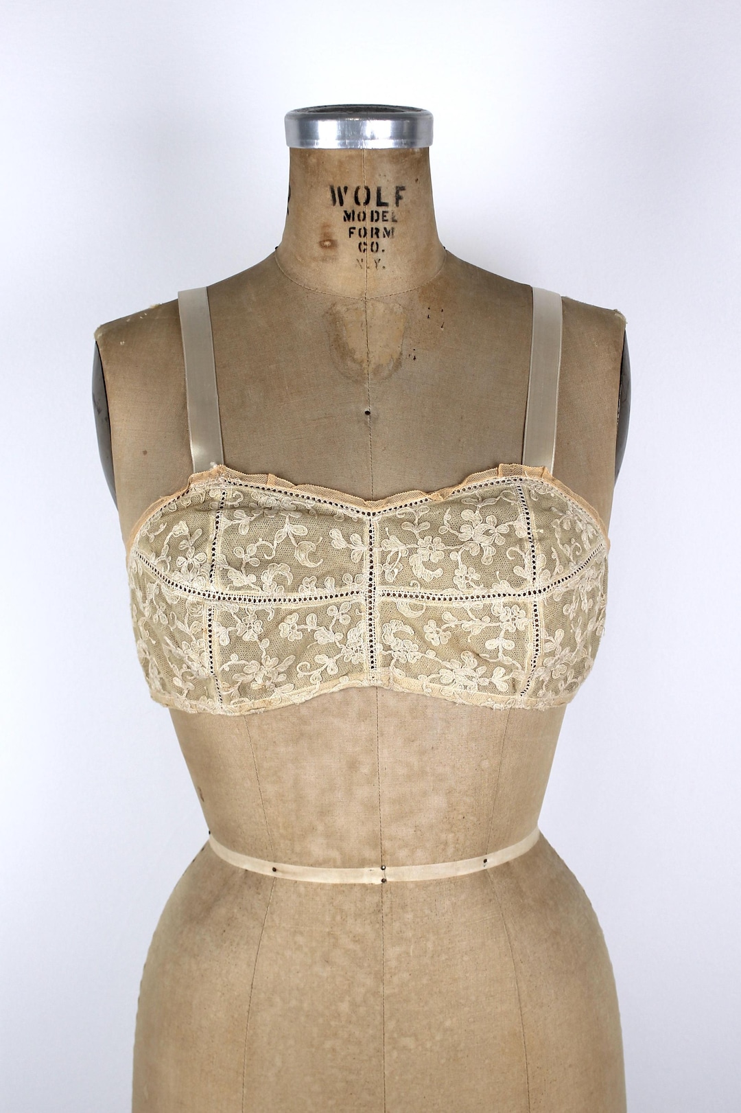 Antique Lace Brassiere With Silk Satin Ribbon Straps, Edwardian Bra - Etsy