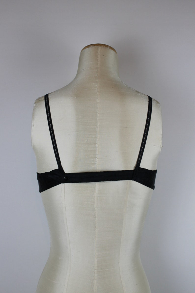 1940's Black Satin Bullet Bra, Vintage Spiral Stitch Bra, Pointed ...
