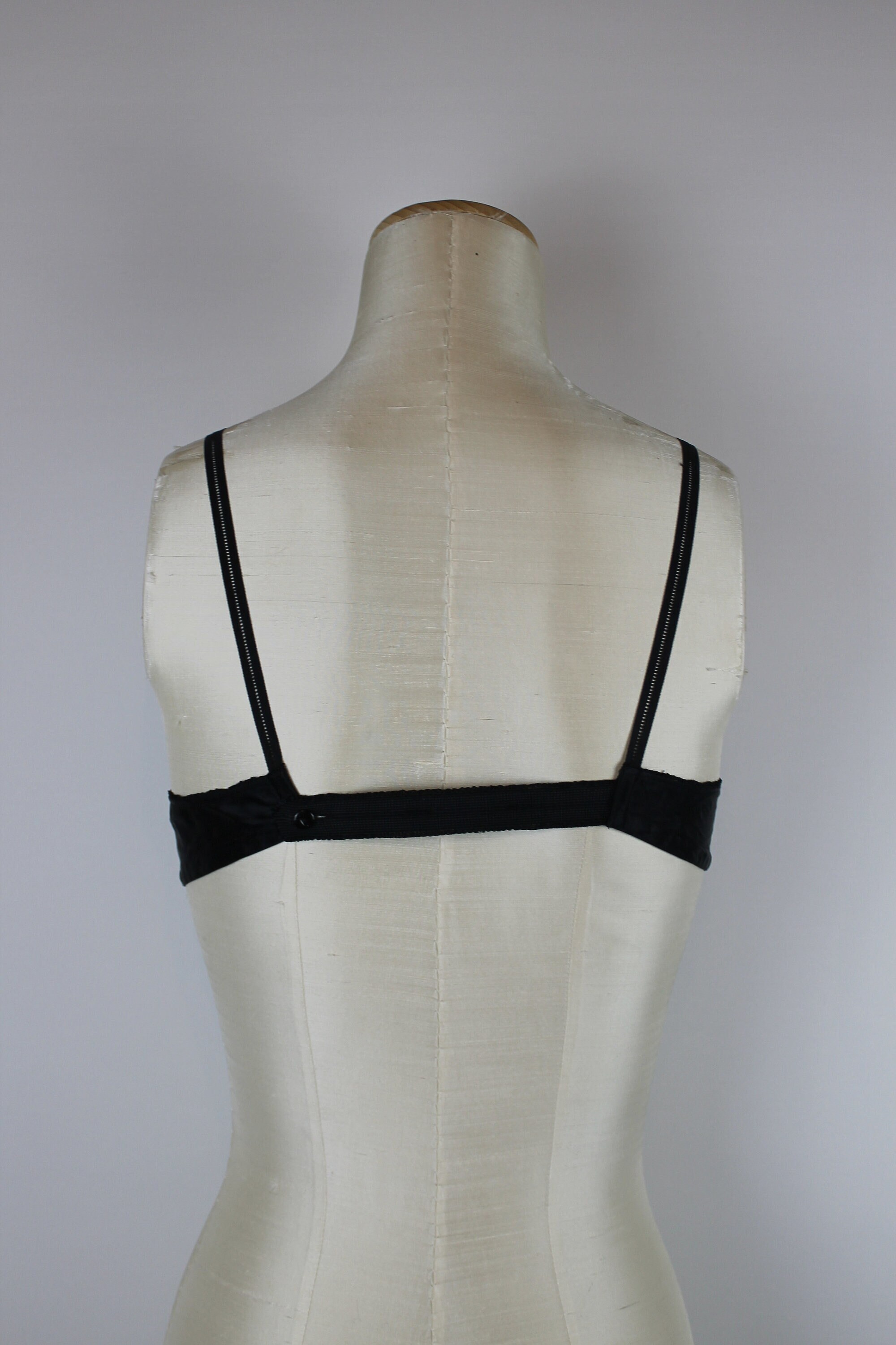 1940's Black Satin Bullet Bra, Vintage Spiral Stitch Bra, Pointed ...
