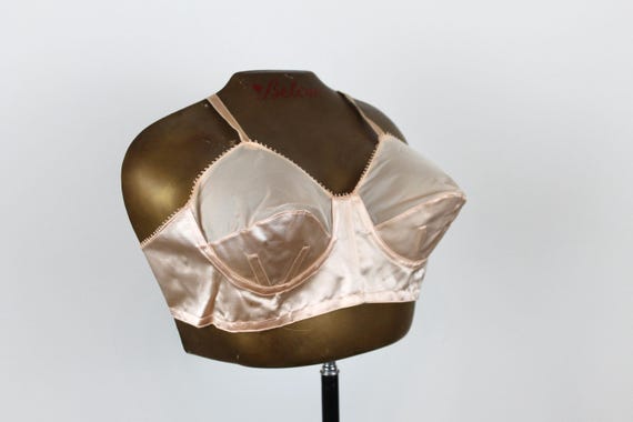 1950's Vintage Pink or White Satin Torpedo Bra, DeadS… - Gem