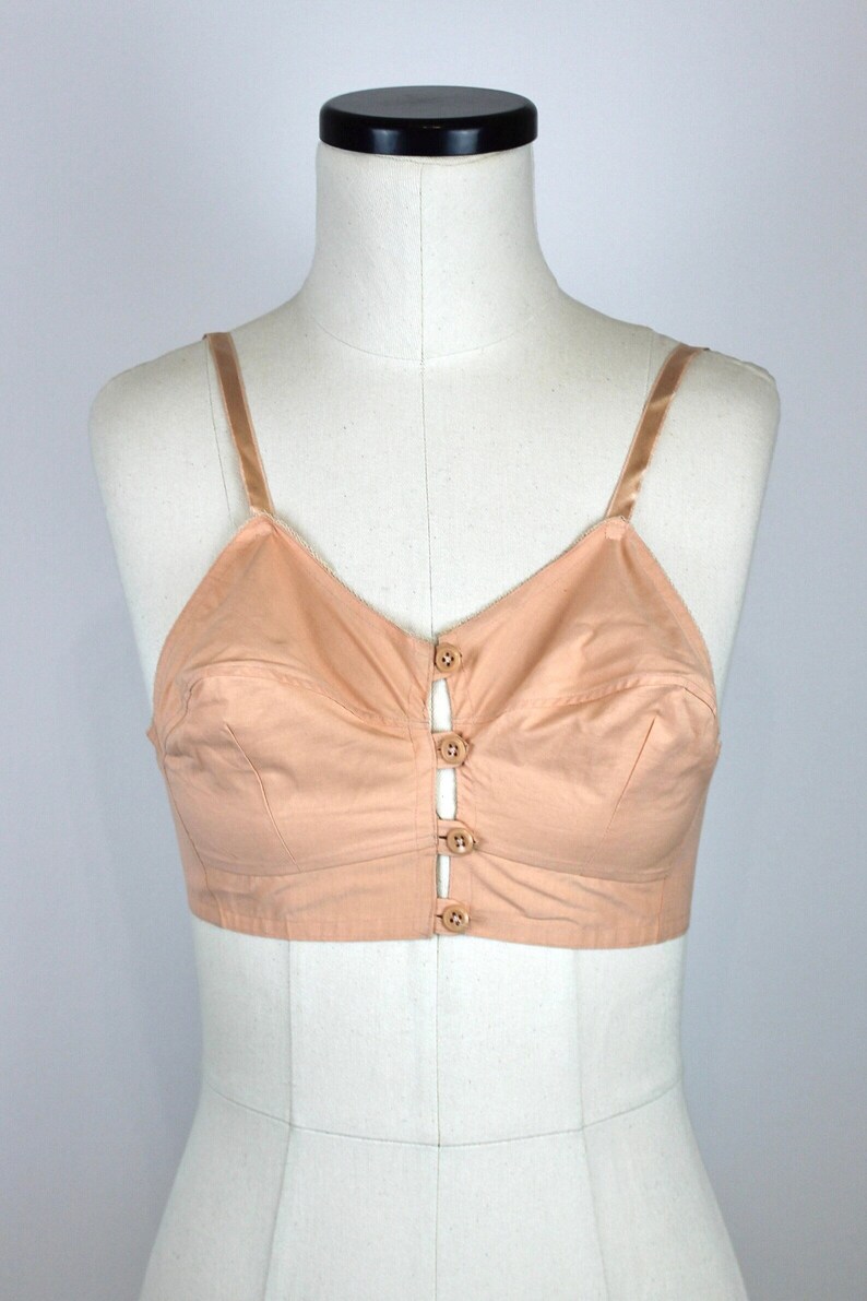 1950s Vintage Pink Cotton Bra Emmy 1950s Nude Brassiere Bustier Pin Up Lingerie Italian