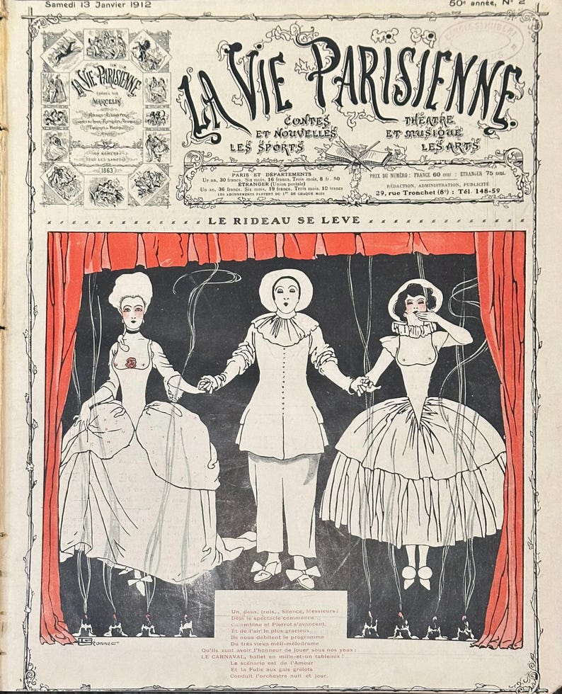 1912 Vintage French Magazine "la Vie Parisienne", Antique Journal ...