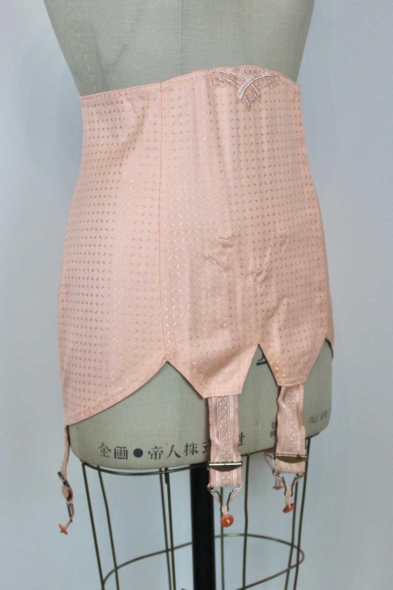 1930s Vintage Deadstock Cotton Brocade Girdle , Pink Jacquard Corset ...