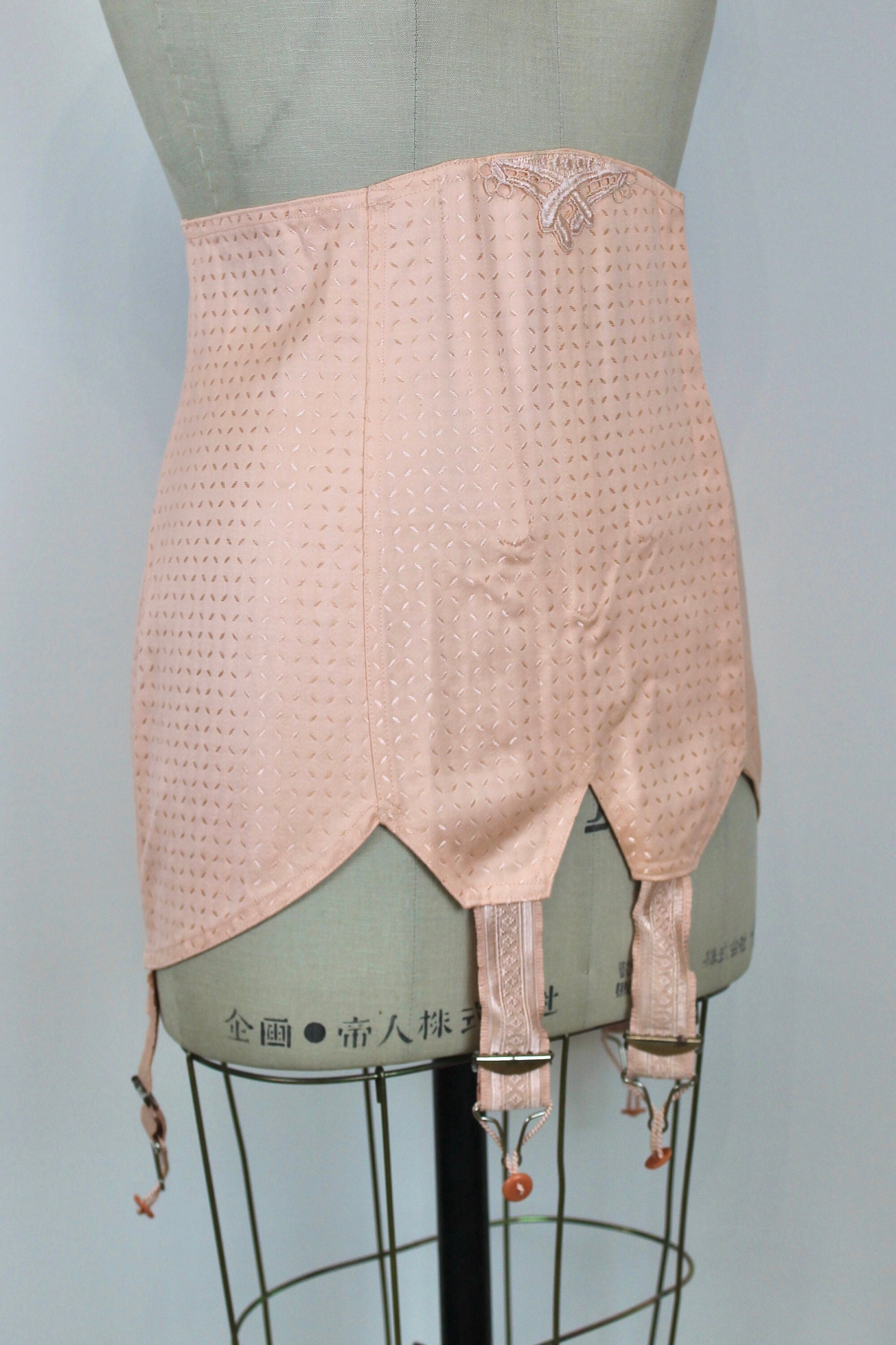 1930s Vintage Deadstock Cotton Brocade Girdle , Pink Jacquard Corset ...
