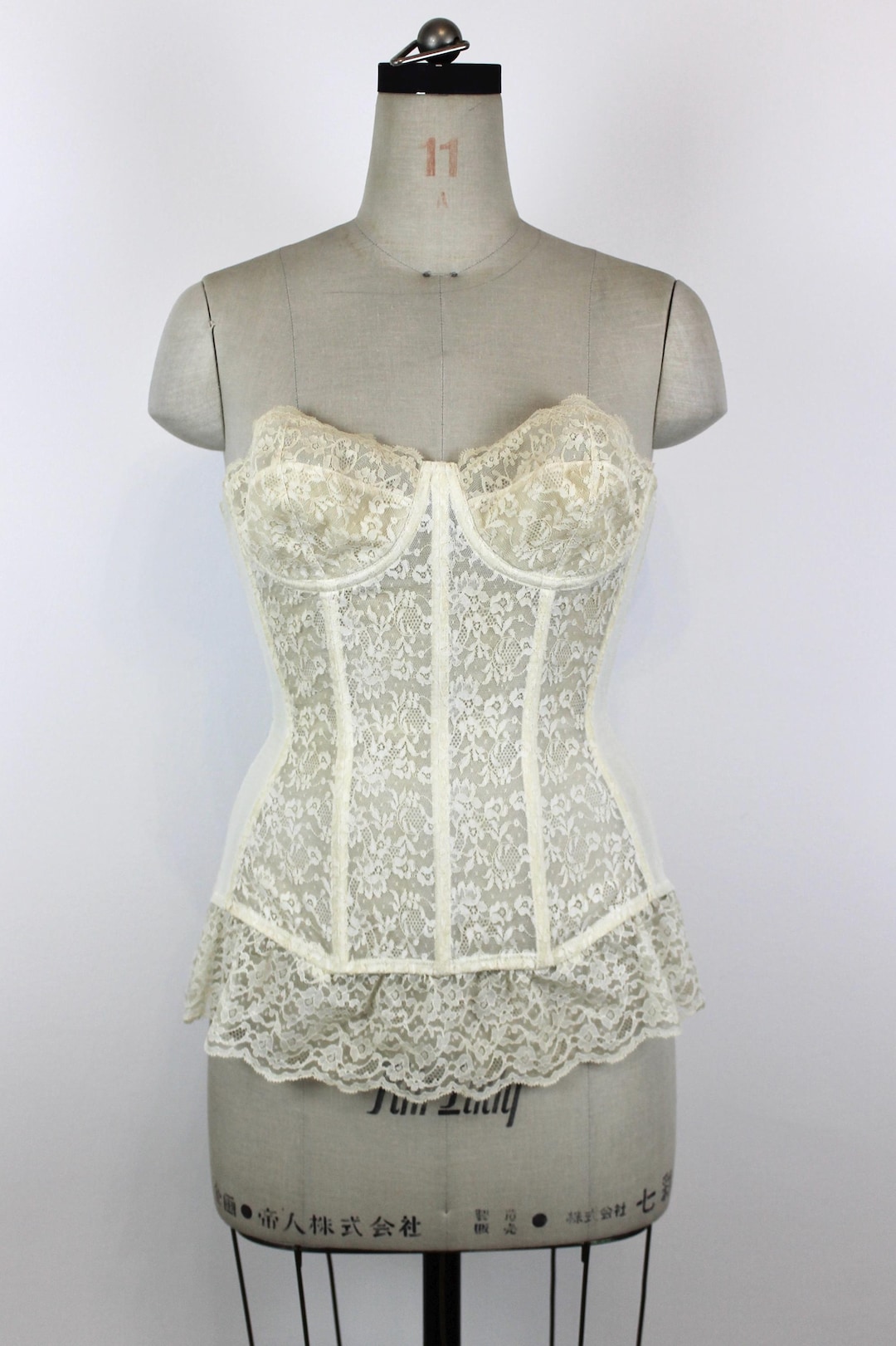 1950s Vintage valisere off White Corset, Vintage Basque, Guepiere ...