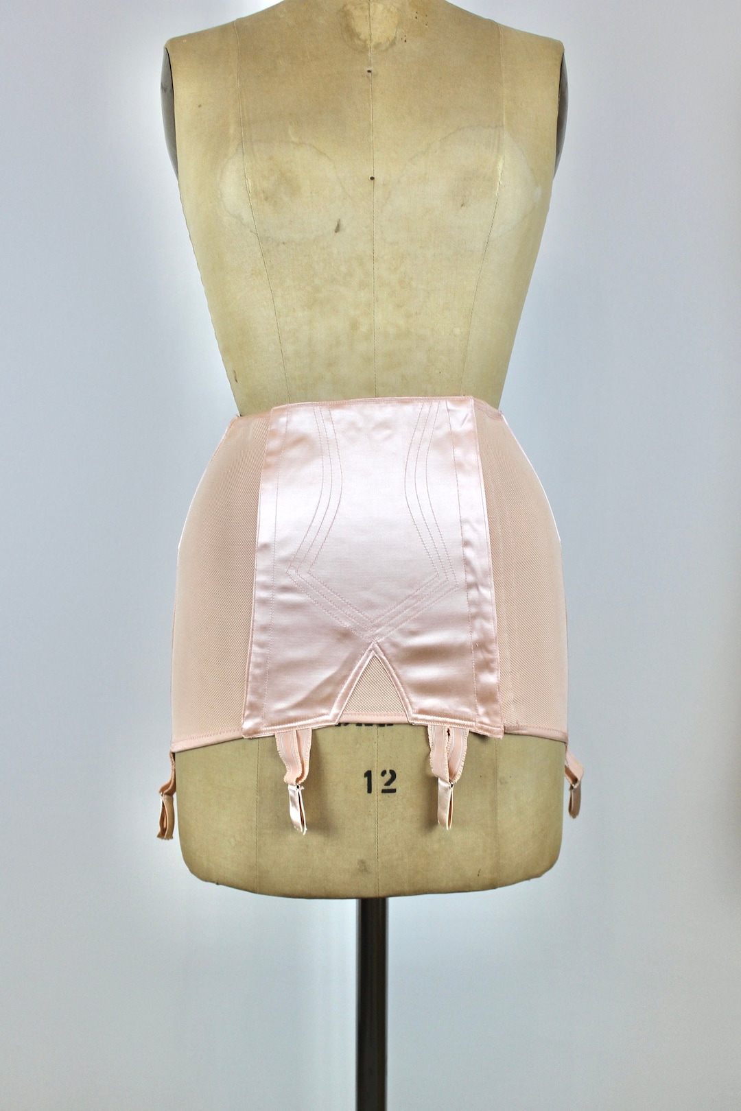 1960s Vintage "mado" Pink Satin Girdle, Vintage Garter Belt, Vintage ...