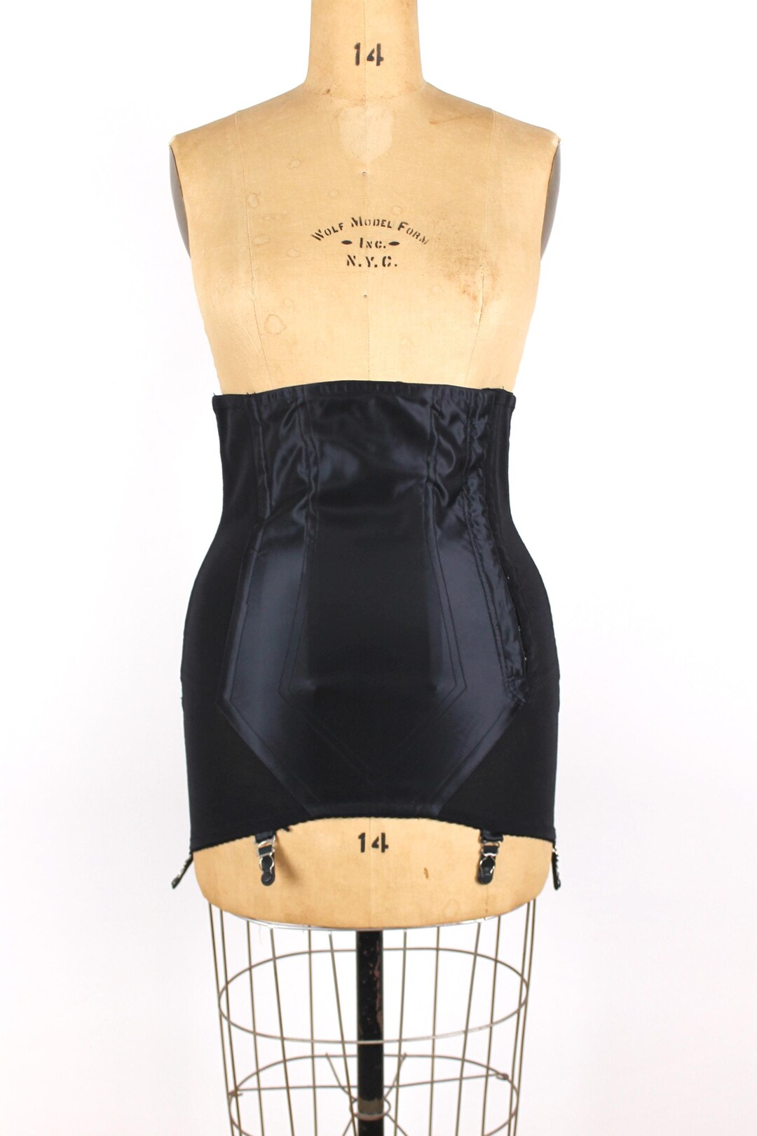 1960s Vintage CLAMOR Black Nylon Girdle, 60s Corset, Garter Belt ...