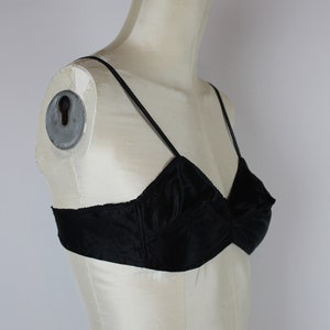 1940's Black Satin Bullet Bra, Vintage Spiral Stitch Bra, Pointed ...
