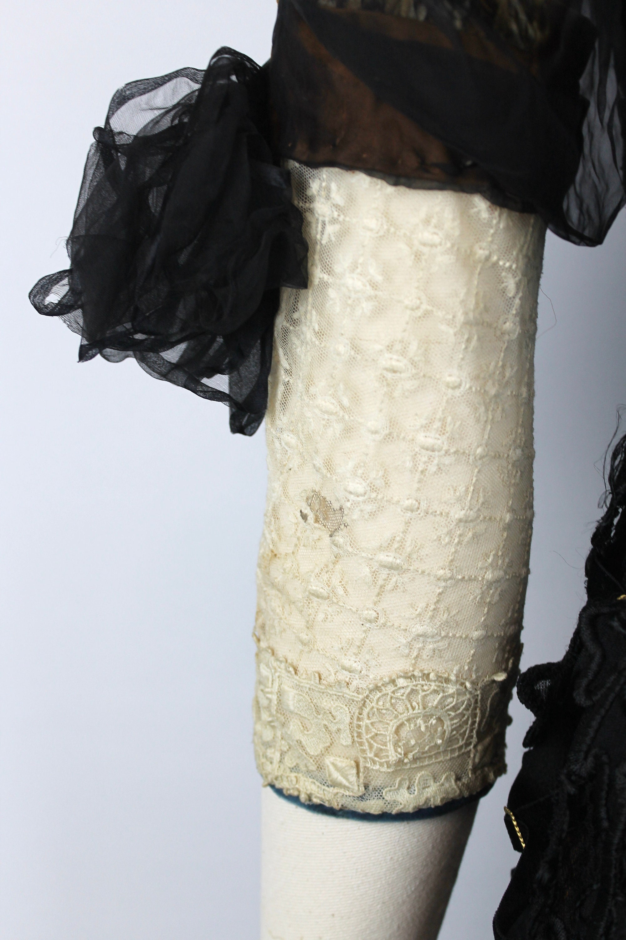 1910s Black Lace Antique Gown by M-mes Vernier-mistral, Maple Leaf ...