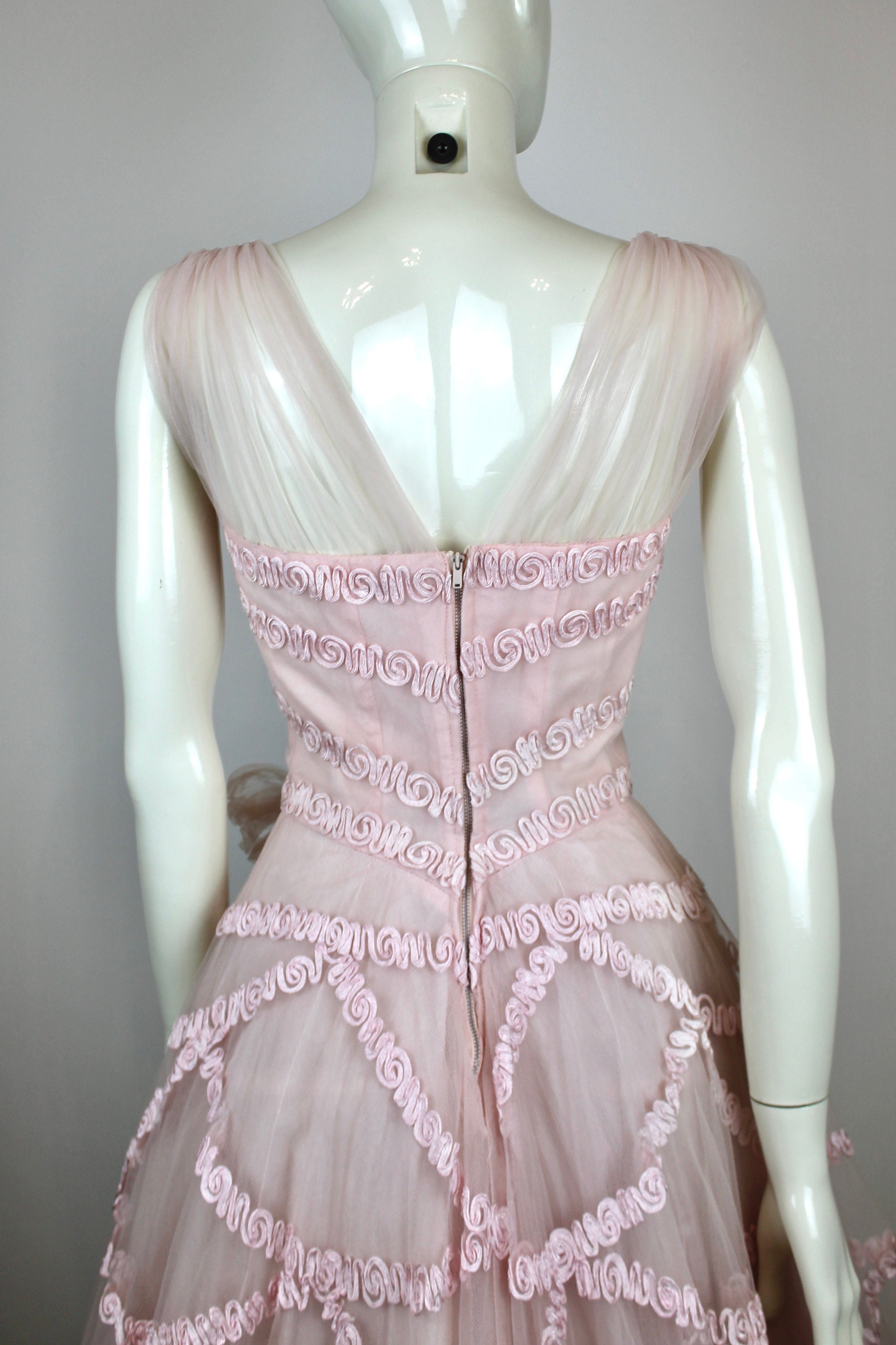 1950s Vintage Emma Domb Pink Tulle Dress, Vintage Pink Prom Evening ...