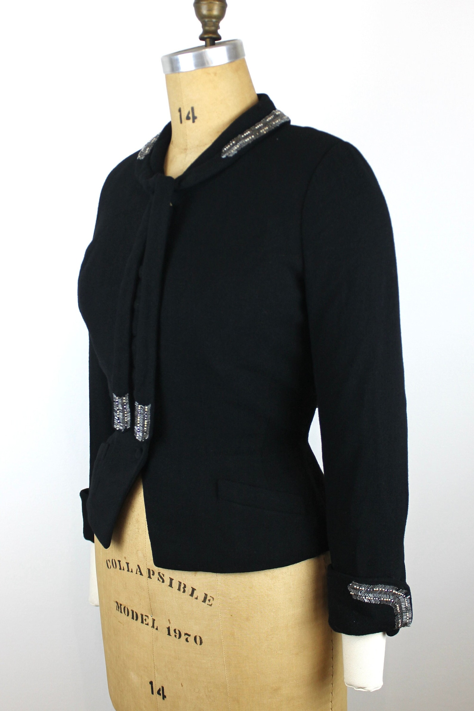 1950s Vintage paul Parnes Black Wool Bar Jacket, Nipped Hips 1950s Suit ...